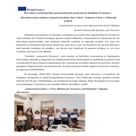 Plan diseminare proiect erasmus | DOCX