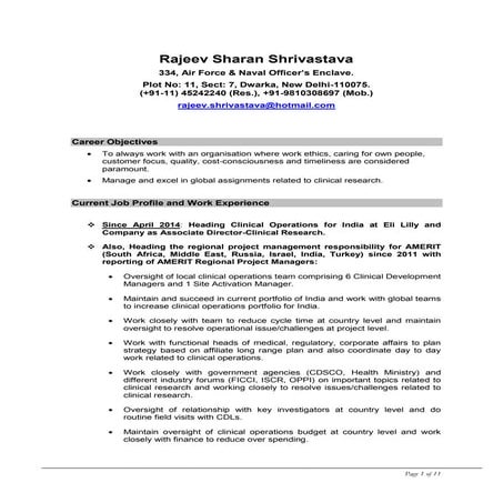 CV Rajeev Shrivastava_22 March 2015 | PDF