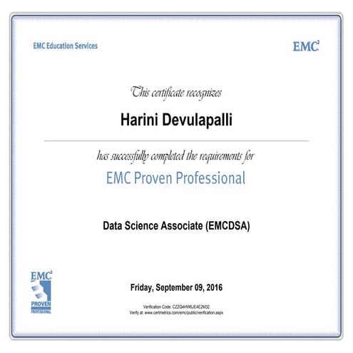 Data Science Associate (EMCDSA) certificate | PPT