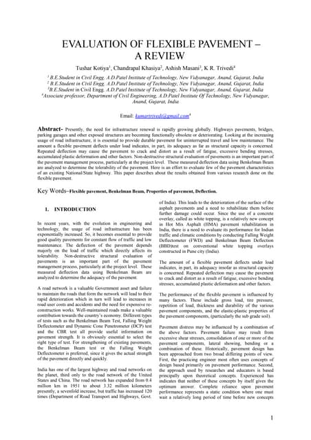 Strengthening and Maintenance of a Flexible Road Pavement Using Benkelman Beam Deflection Method ...