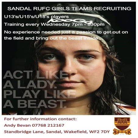Sandal Girls RUFC Recruitment Poster | PDF