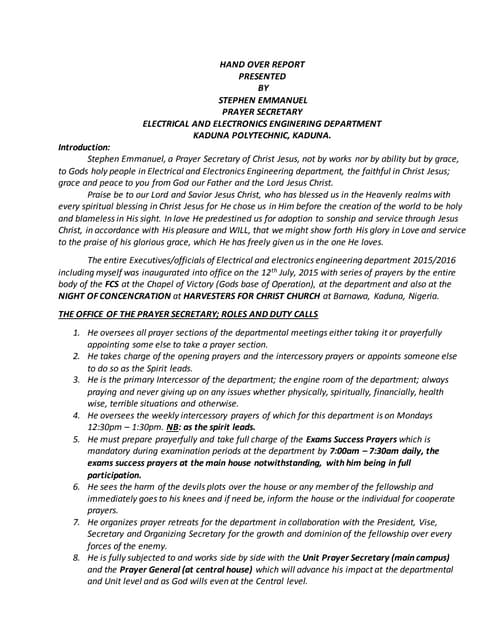 Handing over notes in the service | PPT