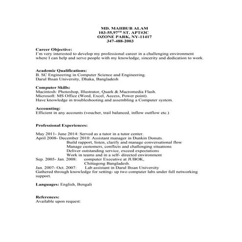 Job Curriculum Vitae (CV) Sample || Download Free CV Template | DOCX