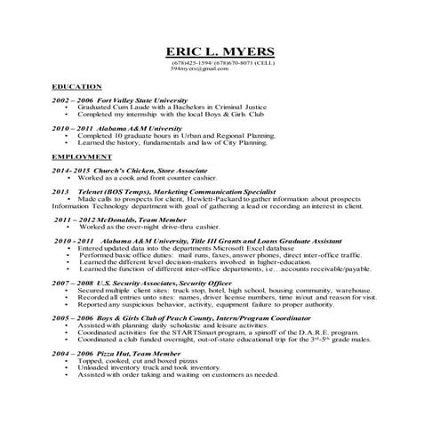 ERIC RESUME | DOCX | Education