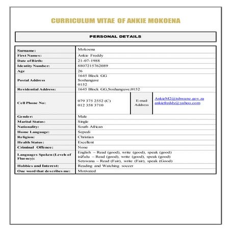 ankie freddy cv | DOCX