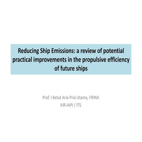 Reducing Ship Emissions: a Review of Potential Practical Improvements ...