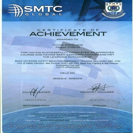 BOSIET OPITO Cert | PDF