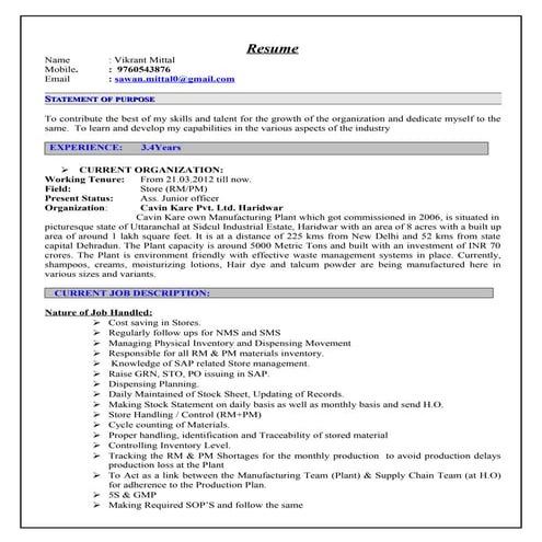 vikrant resume | PDF