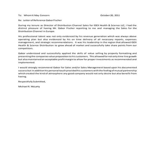 Gabor Fischer Letter of Recomendation | DOCX