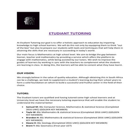 Ithuteng Tutoring Program proposal | PDF