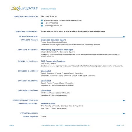 Benjamin small cv | PDF