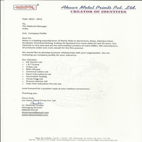 Company Int Letter | PDF