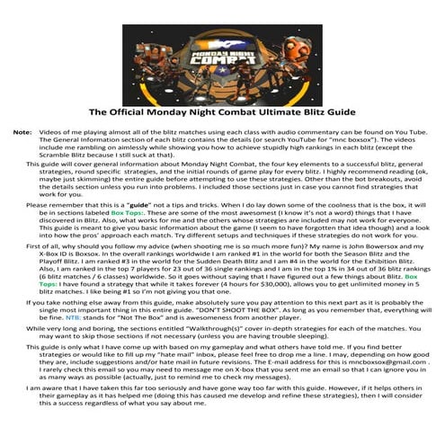 The Official Monday Night Combat Ultimate Biltz Guide REV 1a | PDF ...