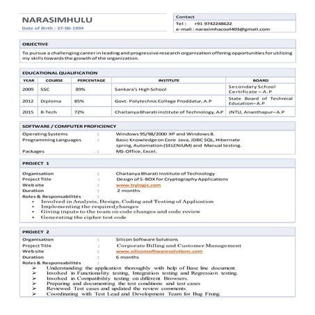 narasimha CBIT Resume | PDF