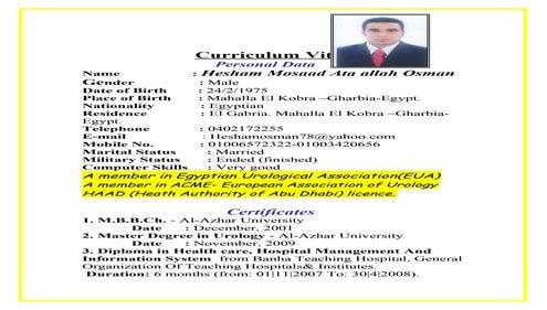 Curriculum vitae Pediatric Cardiac Intensivist