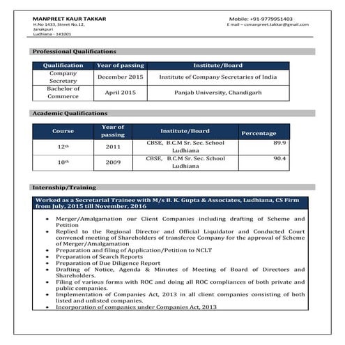 CV_Manpreet Kaur | PDF