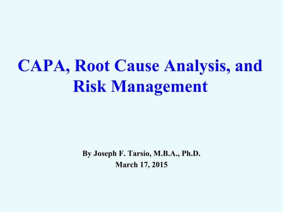 corrective and preventive action (CAPA) | PPT