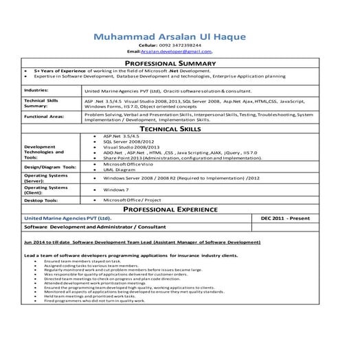 Muhammad Arsalan Ul Haq CV | DOCX