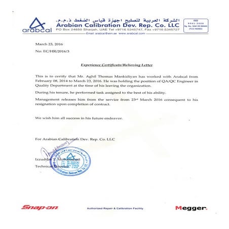 Experience Letter | PDF