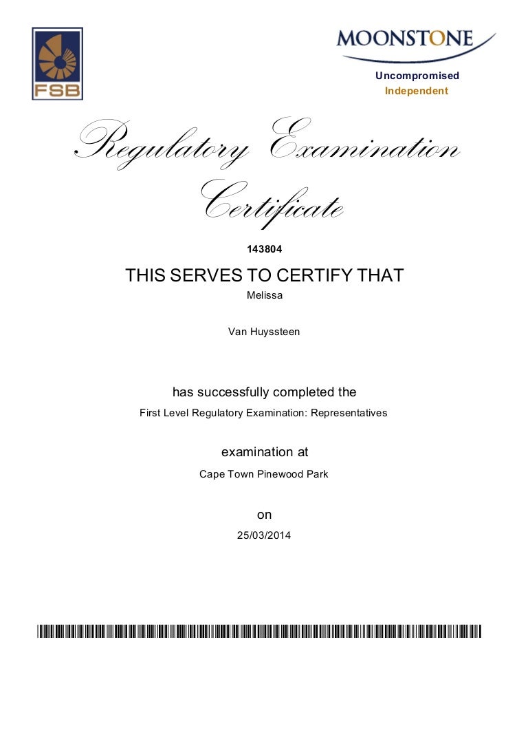 RE certificate