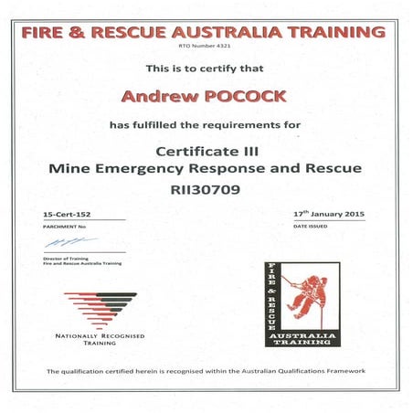 Cert 3 Mines Rescue - Andrew Pocock | PDF