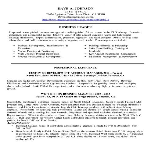 DAJResume121814 | DOCX | Sales | Business