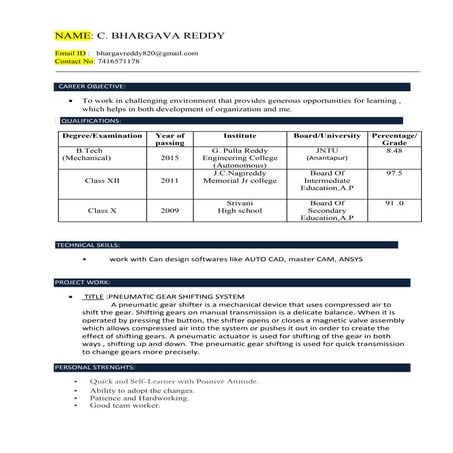bhargva reddy resume.. | PDF