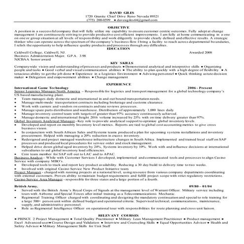 Resume Senior Logistics Manager | DOCX