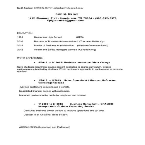 Keith Graham Resume 2-16 | PDF