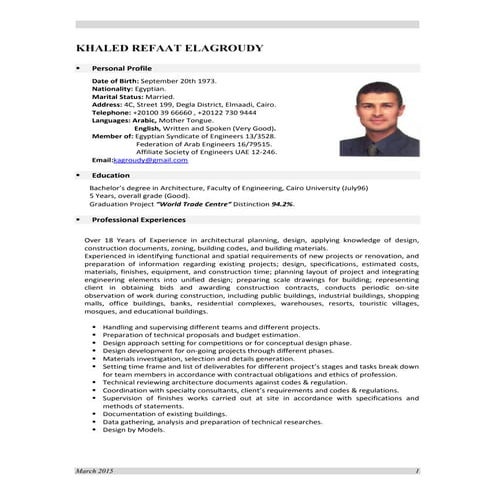 Personal Profile + Projects List - March 2015 | PDF