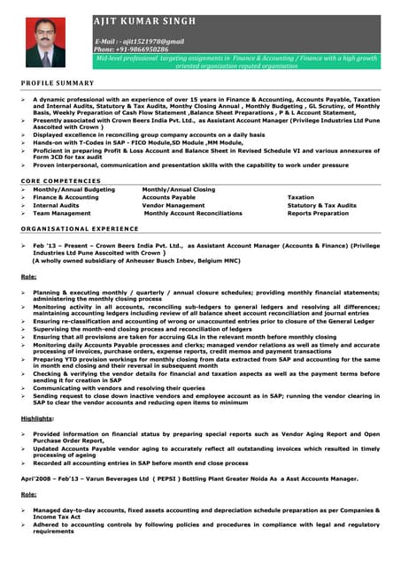 Manish_Resume_2016-17 | DOCX | Business Accounting & Finance | Business