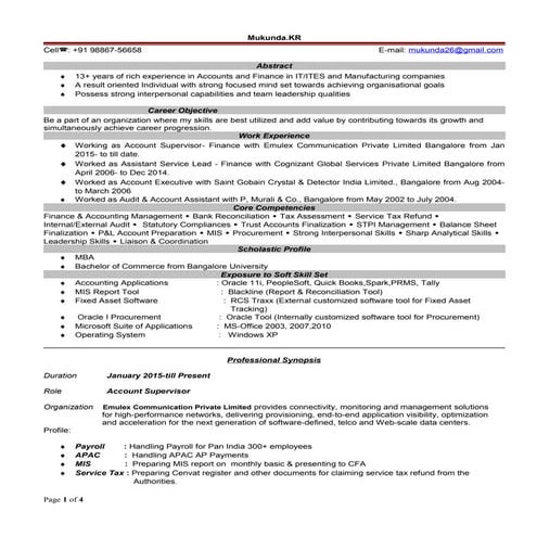 Mukunda__CV | PDF | Free Download