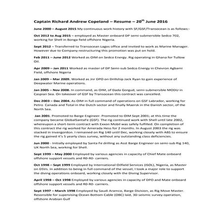 Richard Copeland CV | PDF