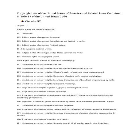 Copyright Law of the United States of America | PDF