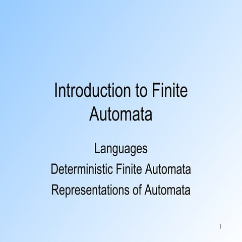 Deterministic Finite Automata Dfa