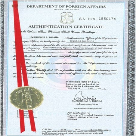 Authentication for Diploma & TOR | PDF