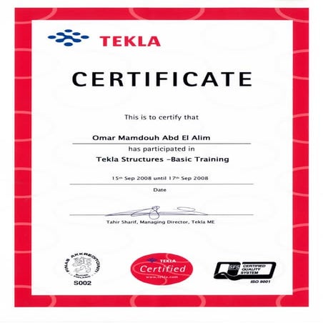 Tekla Certificate (Basic Training) | PDF