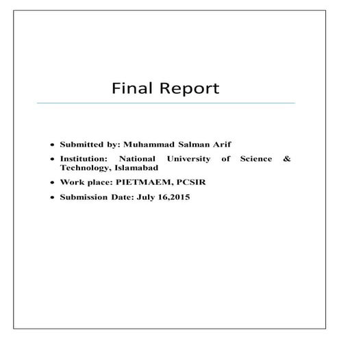 internship report PCSIR | DOCX