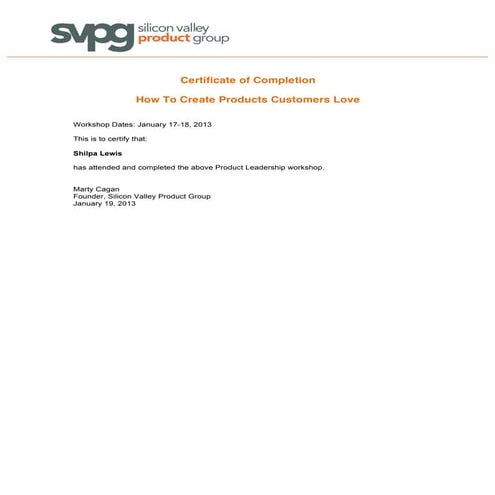 SVPG Certificate | PDF