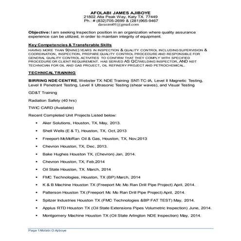 JAMES AJIBOYE RESUME-2016 | DOCX | Business | Business and Finance