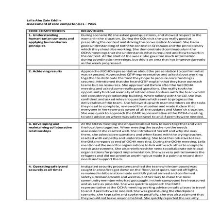 Assessment of core competencies - Laila Abu Zain Eddin (1) | DOCX