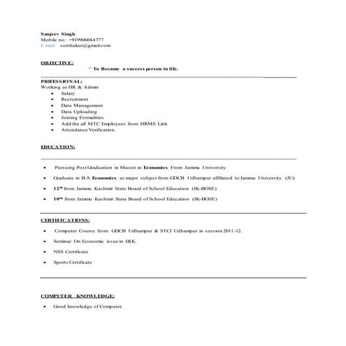 Sanjeev Resume | DOCX
