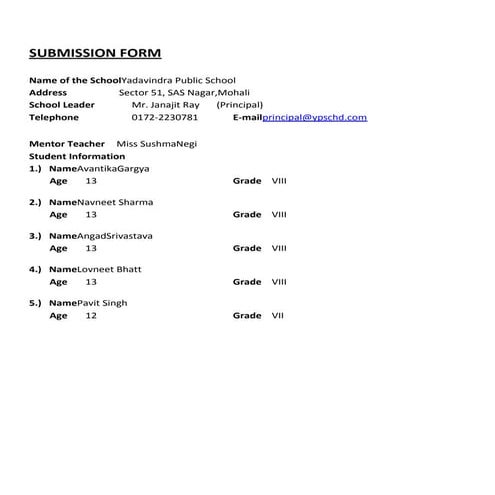 Dfc submission form yps mohali | PDF