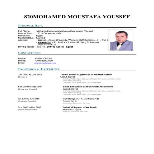 Mohamed Moustafa Youssef CV | PDF