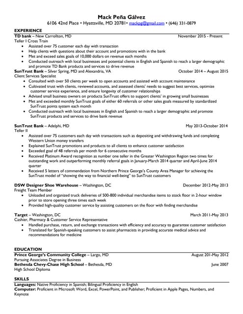 Updated Resume 2016 | RTF
