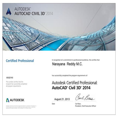 AutoCADCivil3D2014CertifiedProfessional | PPT