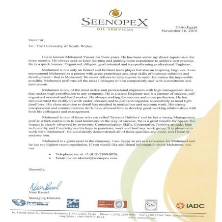 03 - Managing Director Recommendation Letter | PDF