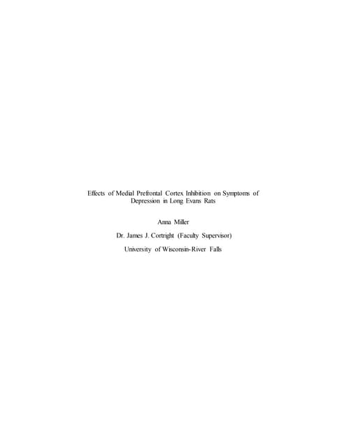 2015 Proposal Medial Prefrontal Cortex & Depression | PDF 2015 Proposal Medial Prefrontal Cortex & Depression | PDF