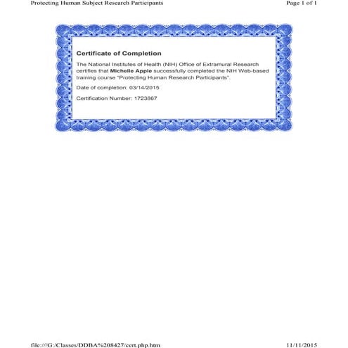 NIH Research Certificate | PDF