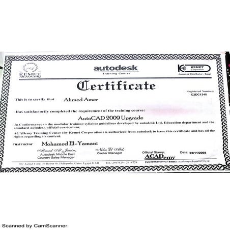 AUTOCAD 2009 Certificate | PDF
